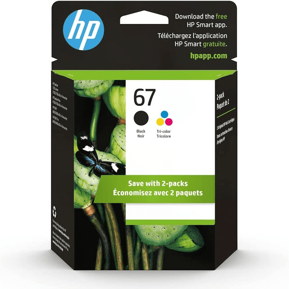 Original HP 67 Ink Cartridges, HP Printer Ink 67 Black and Color, 2Pack ...