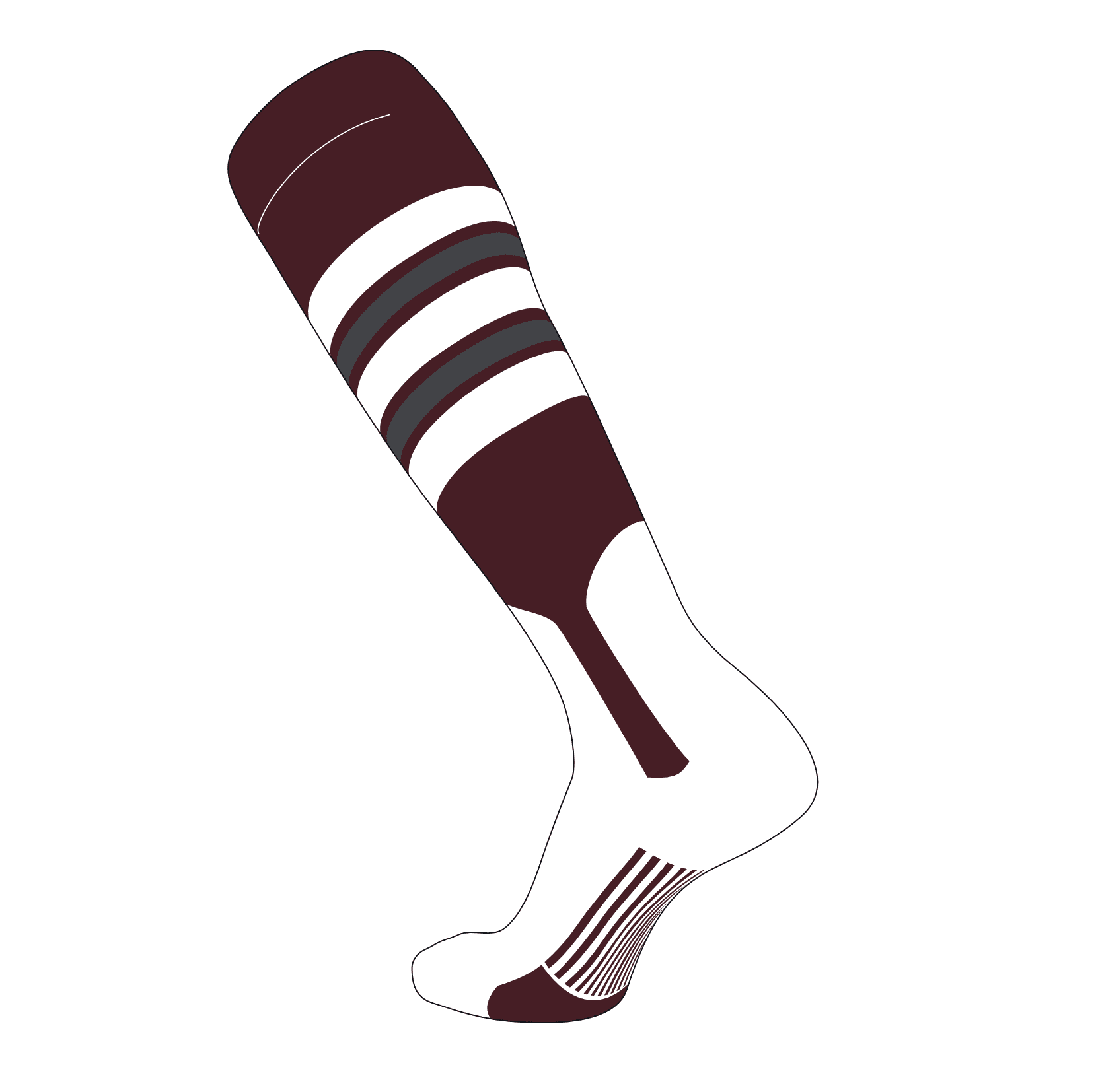 TCK Elite Baseball Knee High Stirrup Socks (F, 7in) Maroon, White ...
