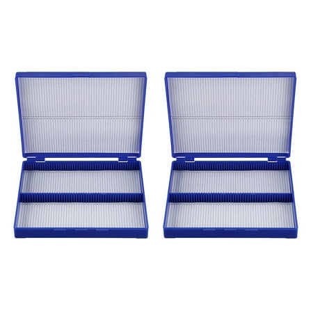 Royal Blue Plastic Rectangle Hold 100 Microslide Slide Microscope Box ...