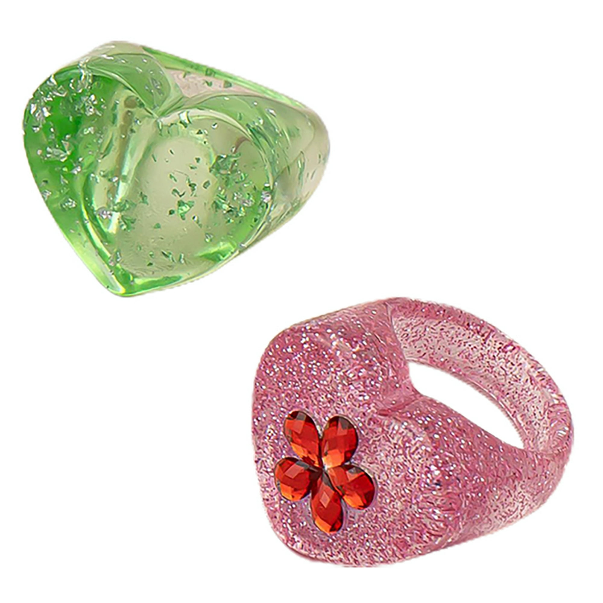 Click here for Nobrand Acrylic Ring Cute Heart: 2pcs Vintage Thic... prices