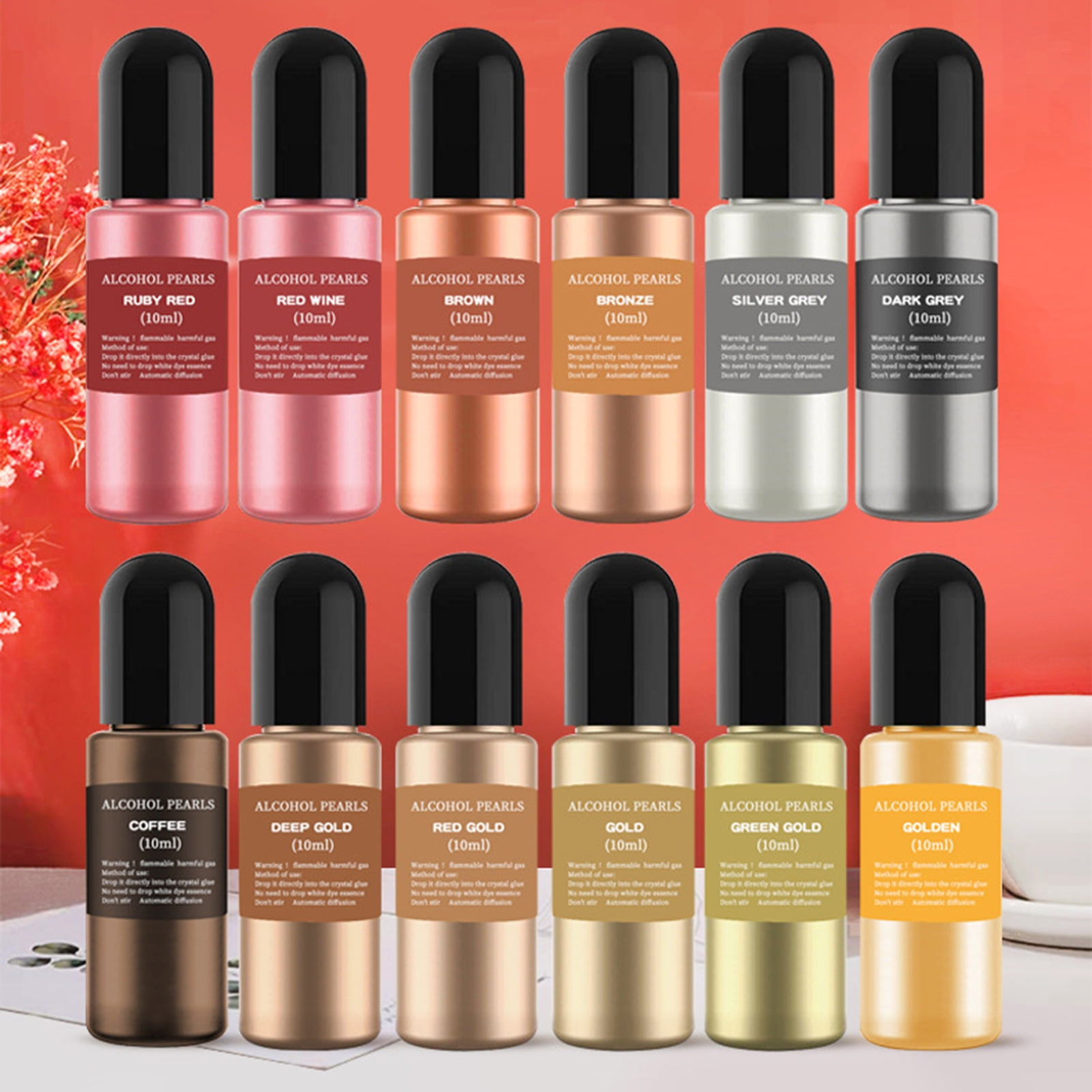 D-GROEE 12Pcs 3D Ink Metal Pigment Alcohol Liquid Dye Colorant for ...