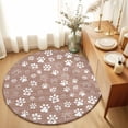 Brown Paw Print Area Rugs 3' (Round) Modern Classic Gray White Animal ...