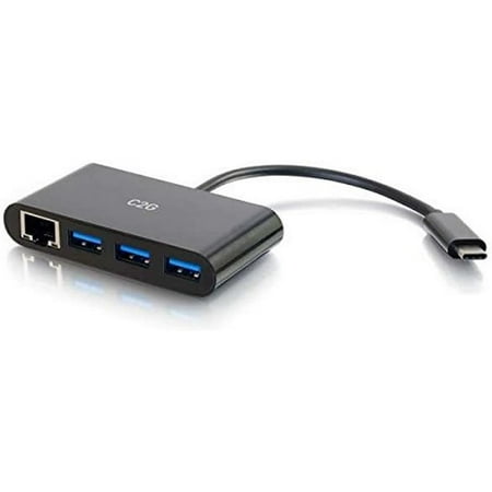 C2G USB Adapter, USB Hub, Ethernet Adapter with Power, 3 Port, Black ...