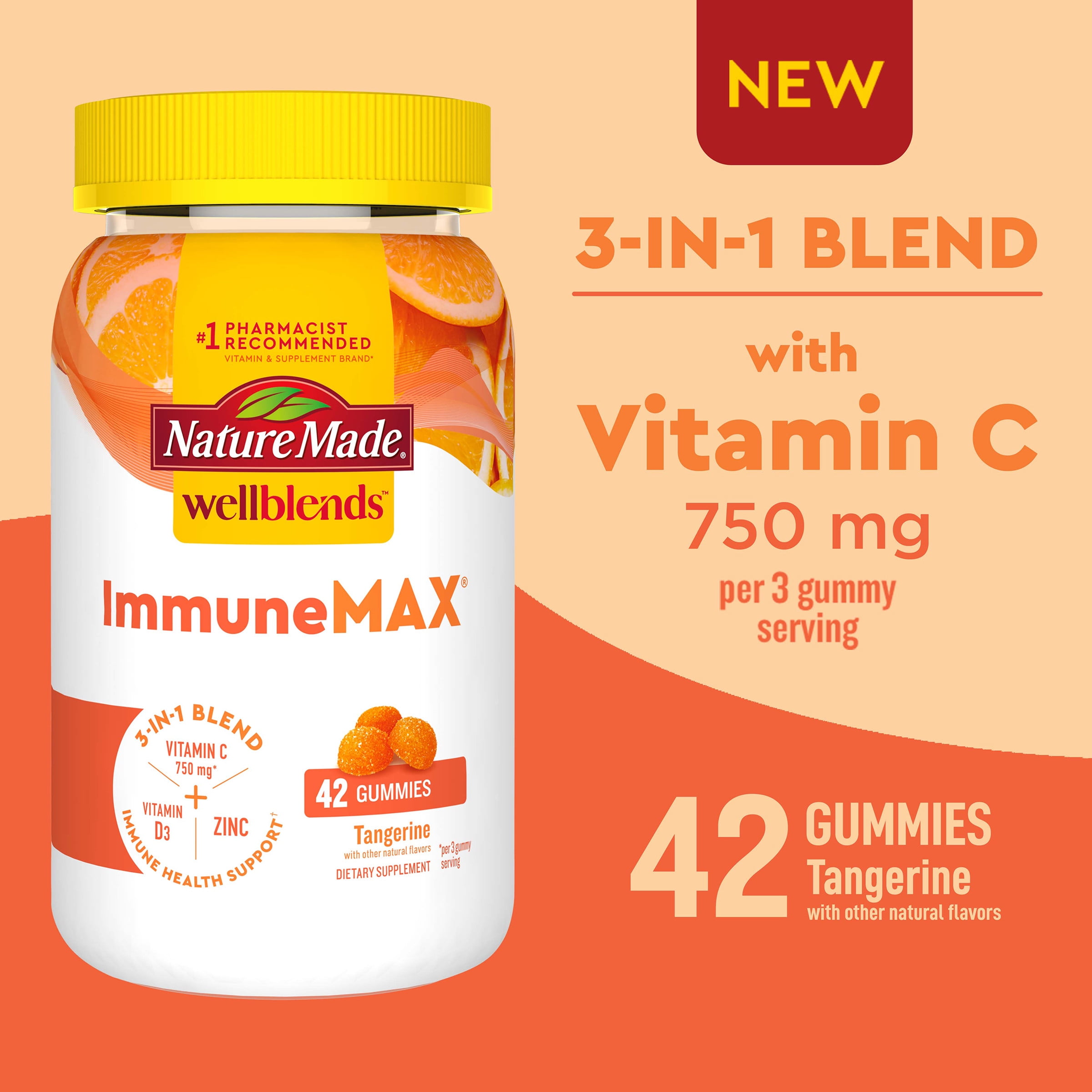 Nature Made Wellblends ImmuneMAX Gummies, Immune Support Supplement, 42 ...