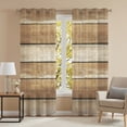 Brown Wood Grain Sheer Curtains 84 Inch Long 2 Panels, Vintage Board ...