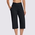 Bixock Women's Wide Leg Capri Pants Waist Stitching Yoga Solid Color ...