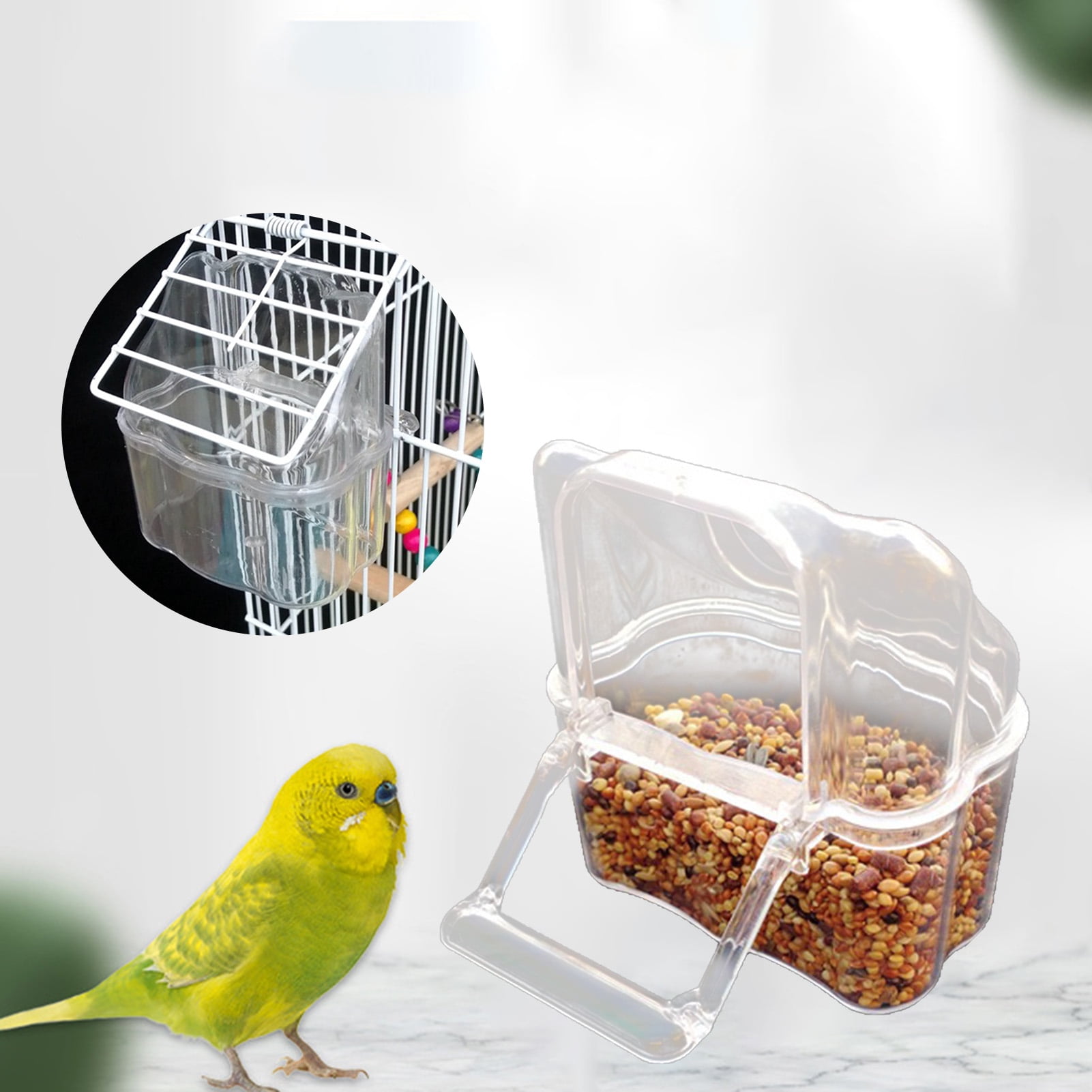 AURORA TRADE 2Pcs Parrot Feeder Large Capacity Water Bowl Transparent ...