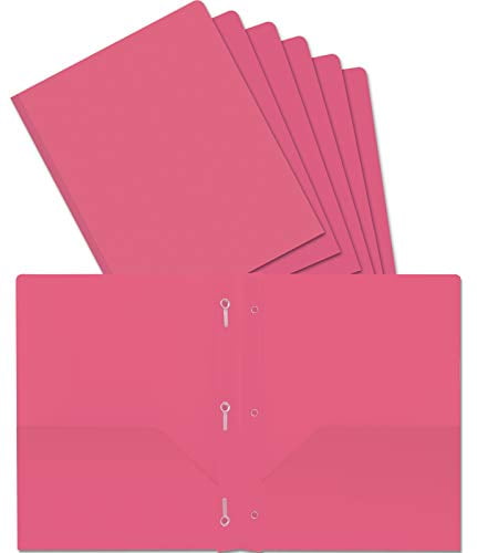 Better Office Products Pink Plastic 2 Pocket Folders with Prongs ...