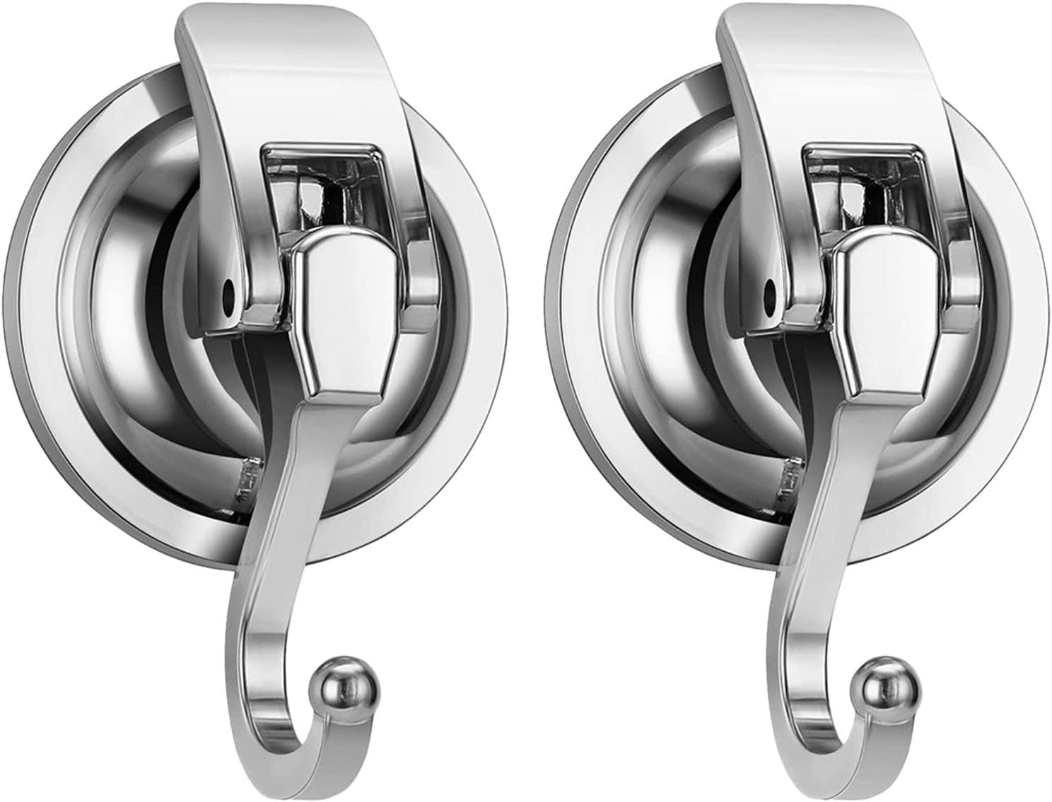 Removable Suction Cup Hooks (2 Pack) Silver Plated Heavy Duty Vacuum ...