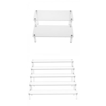 2x Clear Acrylic Rack Figure Car Desktop Display Stand Risers, 2-Ladder ...