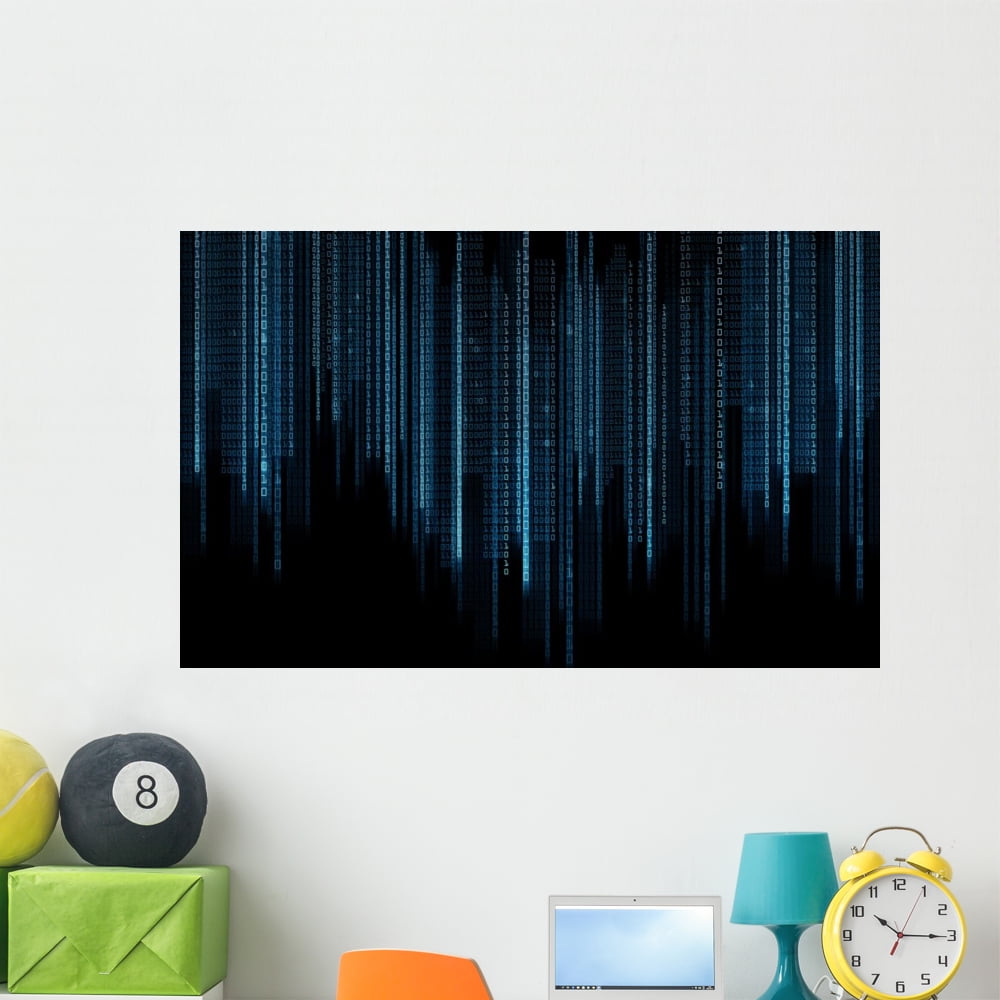 Black Blue Binary System Wall Mural Decal Sticker, Wallmonkeys Peel ...