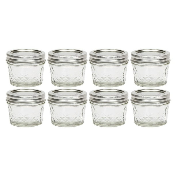 Ball Jelly Jars Quilted Crystal Glass Jars Lids and Bands 4 oz Regular ...