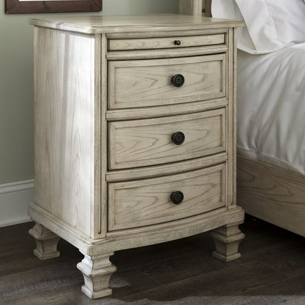 Ashley Demarlos 3 Drawer Wood Nightstand in Parchment - Walmart.ca