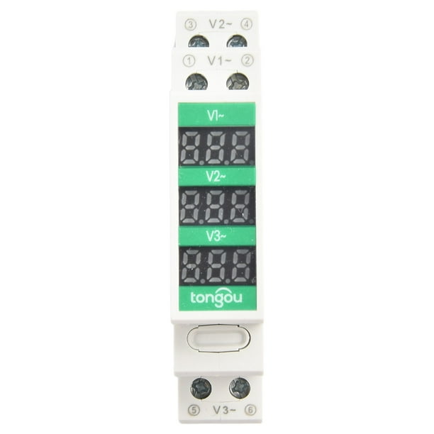 MYG Din Rail Mount Three Phase Voltage Meter Ac 80-500V Mini Modular ...