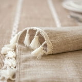 SEARIPE Rectangle Cotton Linen Tablecloth with Tassels, Color Block ...