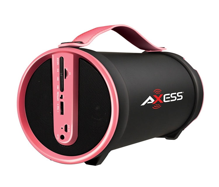 AXESS Portable Indoor/Outdoor Bluetooth Hi-Fi Cylinder 2.1 Speaker ...