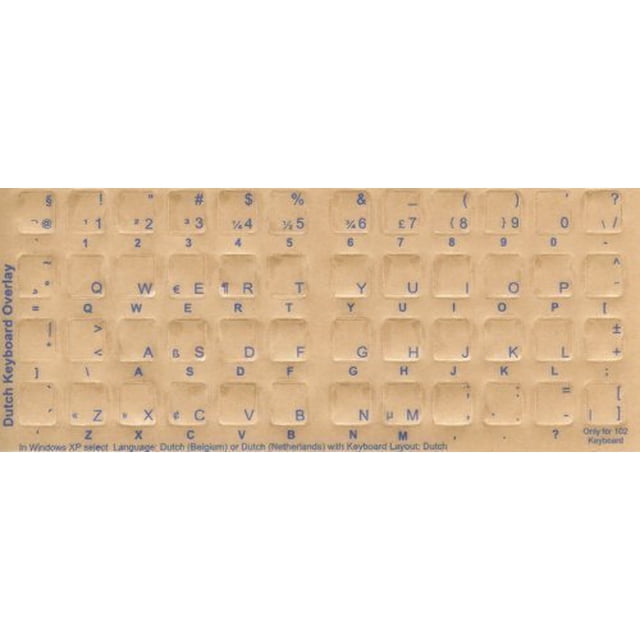 Dutch Keyboard Stickers - Labels - Overlays with Blue Characters for ...