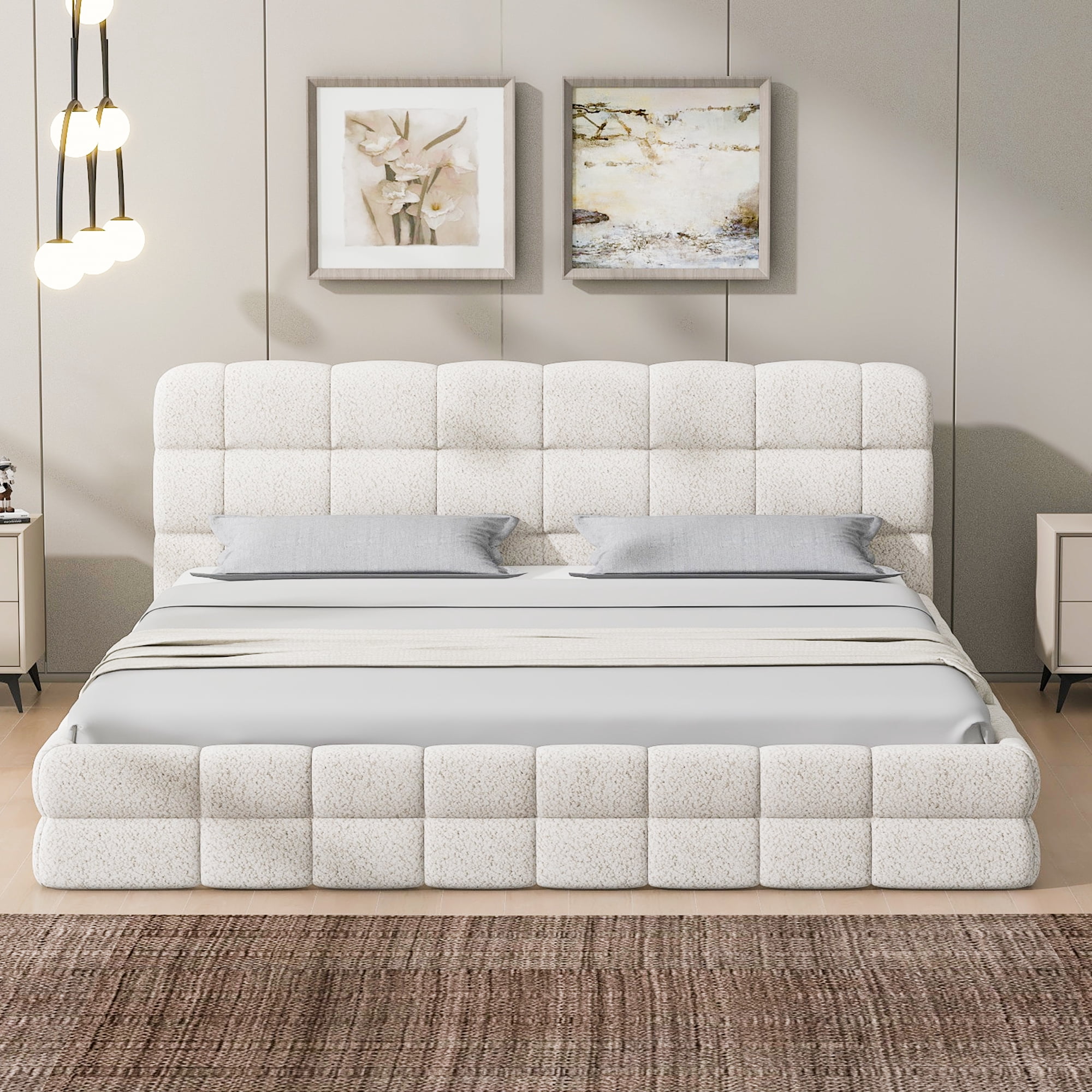 Click here for Euroco Upholstered Queen Size Platform Bed With Tu... prices