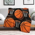 Basketball Throw Blanket Orange Basketball Hoop Print Soft Cozy Flannel ...