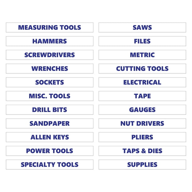Toolbox Organizational Magnetic Labels by DCM Solutions (Blue Inverted ...