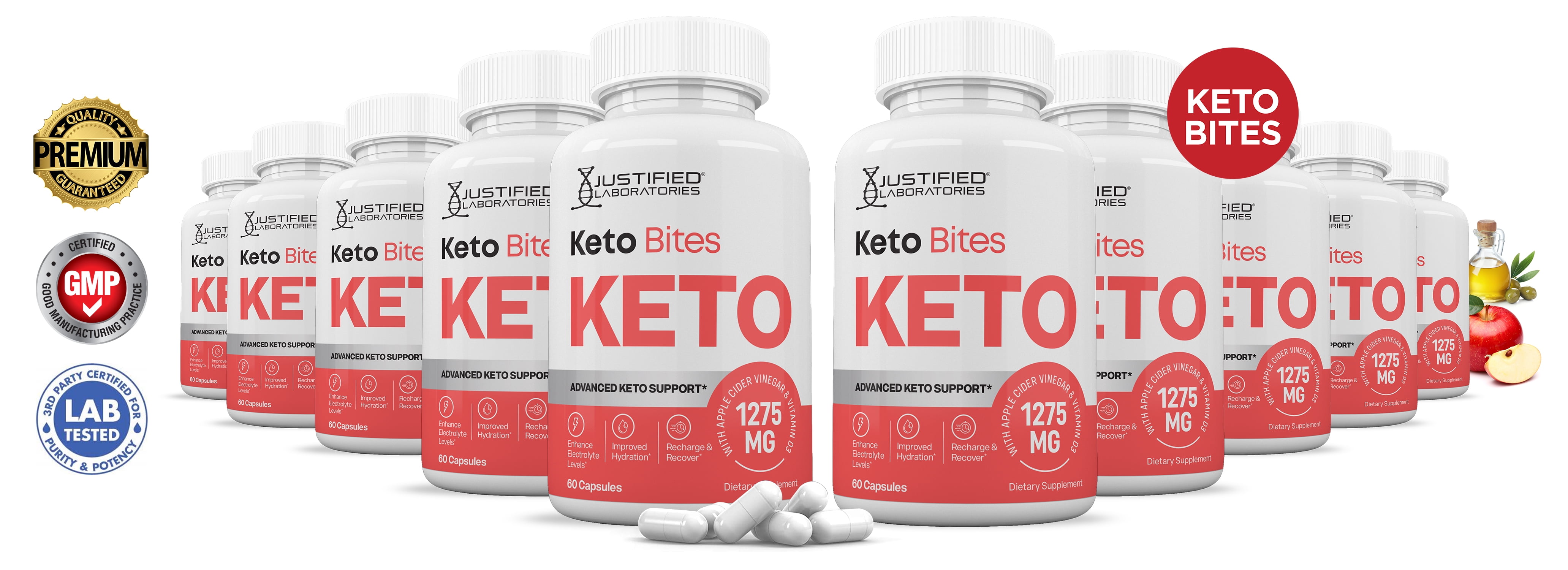 (10 Pack) Keto Bites ACV Pills 1275mg Alternative to Gummies Dietary ...