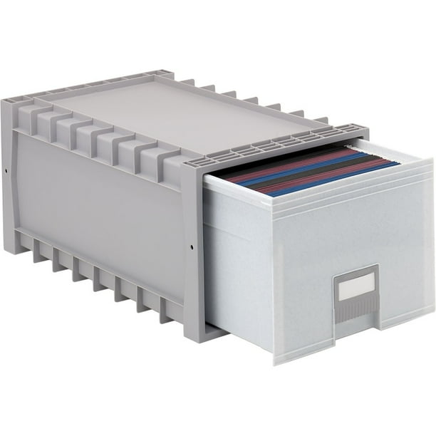 Plastic Archive Storage Box, Letter/Legal, 24-Inch Drawer, Gray ...