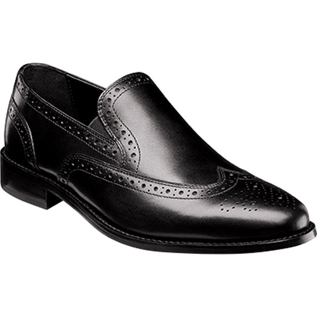 Men's Nunn Bush Norris Wing Tip Double Gore Slip-On Black Leather 11 M ...