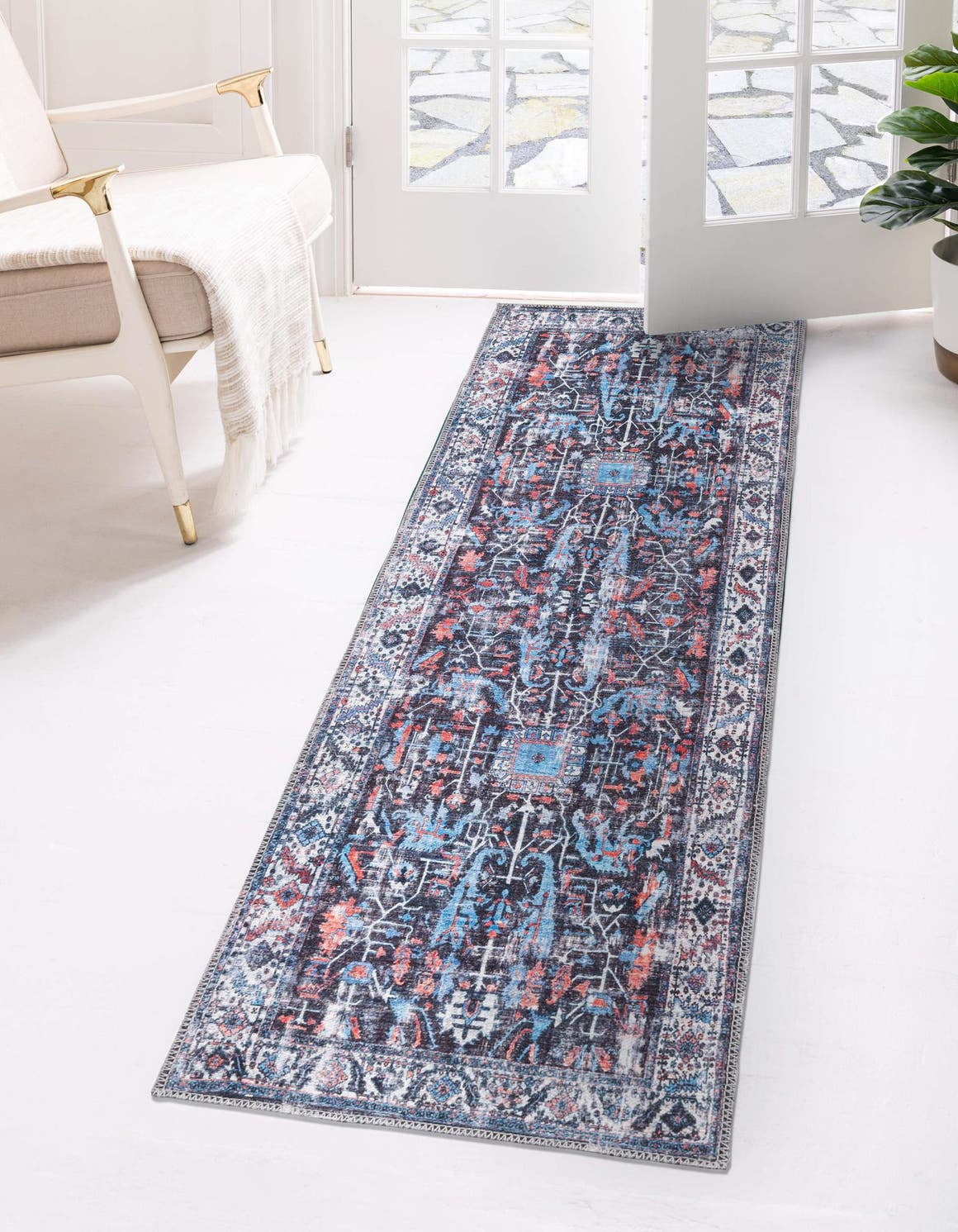 Rugs.com Mangata Collection Rug – 2' x 5' Runner Black Low Rug Perfect ...