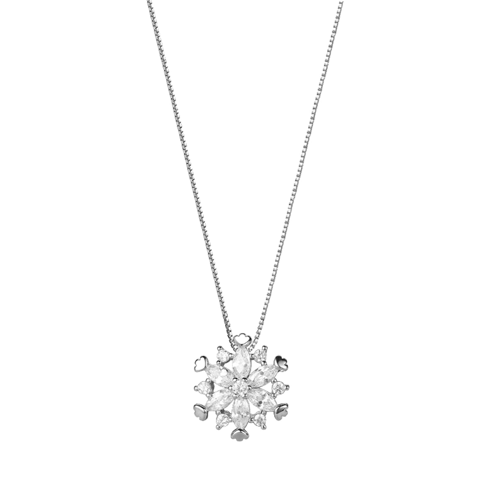 Click here for Yangzheee Rhinestone Choker Necklace Silver Snowfl... prices