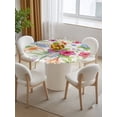 Blue Hydrangea Round Fitted Tablecloth with Elastic Edge, Orange Lily ...
