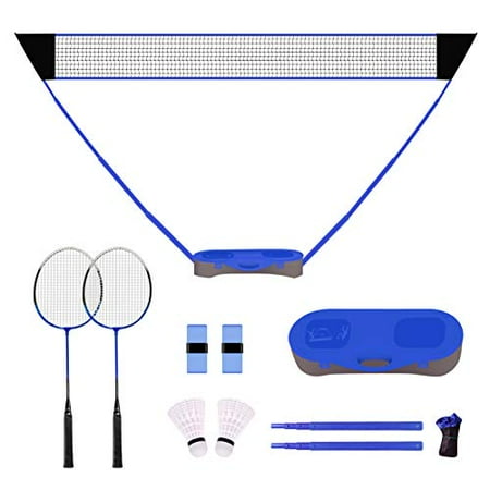 FBSPORT Portable Badminton Net Set with Storage Base, Folding Volleyball Badminton Net with 2 ...