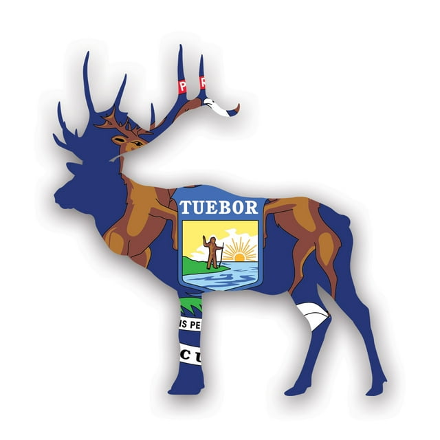 Michigan Deer Shaped Flag Sticker Decal - Self Adhesive Vinyl ...