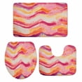 Abstract Art Bathroom Rugs Set Red Orange Geometric Color Block Non ...