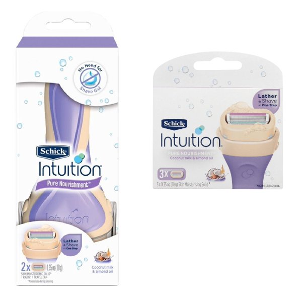 Schick Intuition Pure Nourishment Razor with Refill Blade Cartridges ...