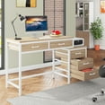Tribesigns Solid Wood Computer Desk with 3 File Drawers and Storage ...