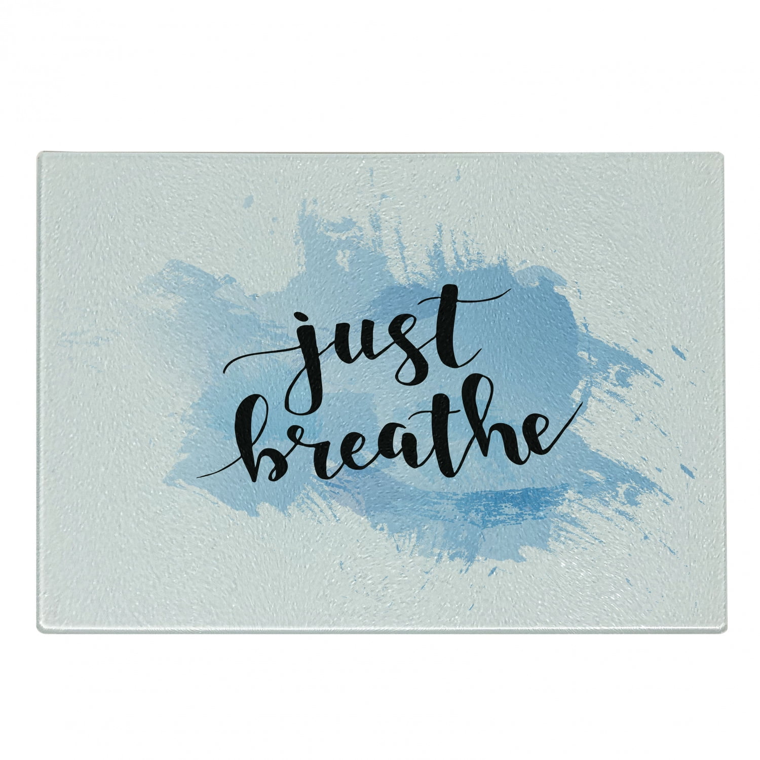 Just Breathe Cutting Board, Hand Writing Style Phrase on Pale Blue ...