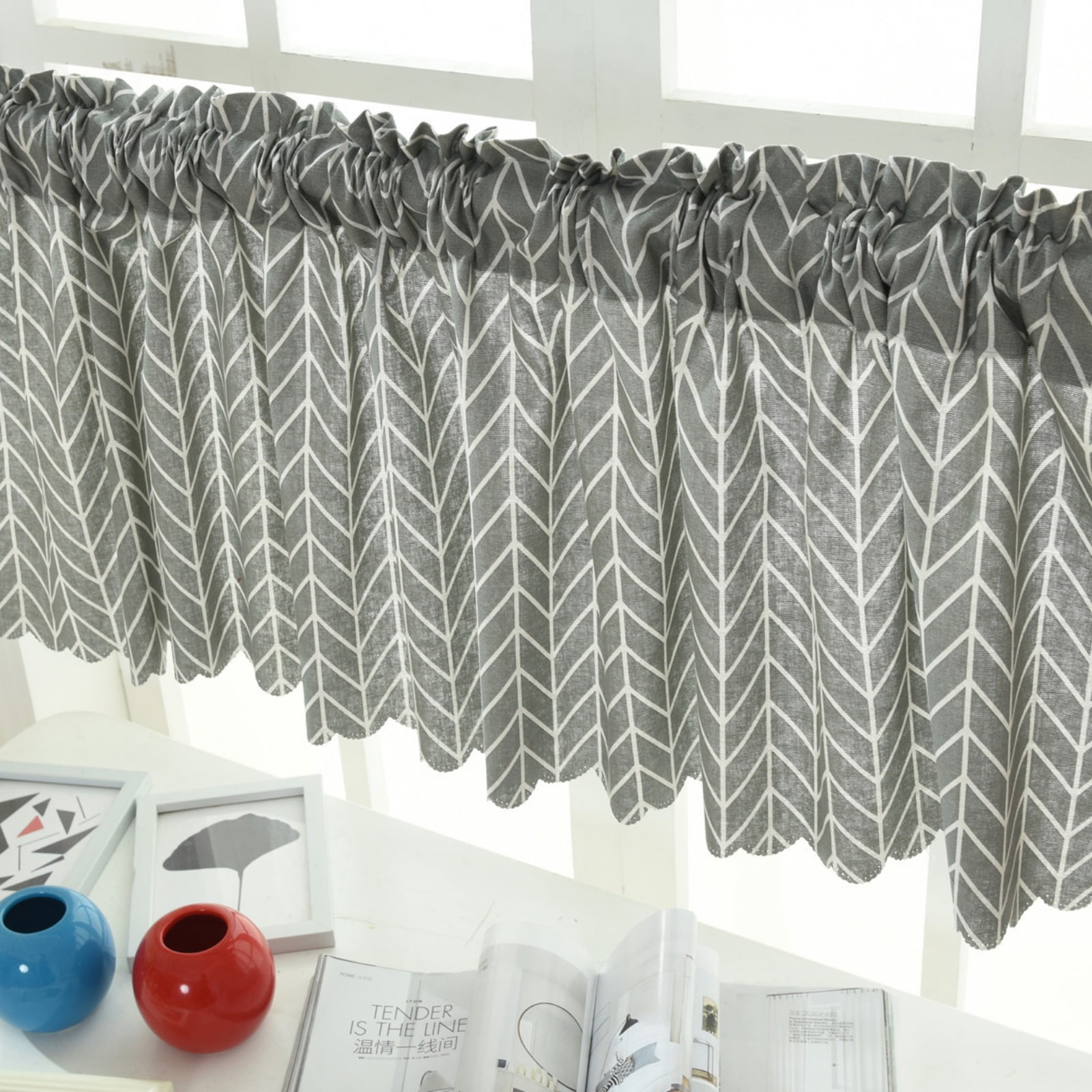 Short Plaid Fabric Curtains Half Window Curtains,for Living Room ...