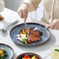 12-Piece Grey-Blue Reactive Glaze Dinnerware Sets Plates and Bowls ...