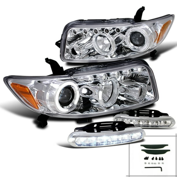 Spec-D Tuning Halo Projector Headlights Chrome W/ LED Driving Fog Lamps ...