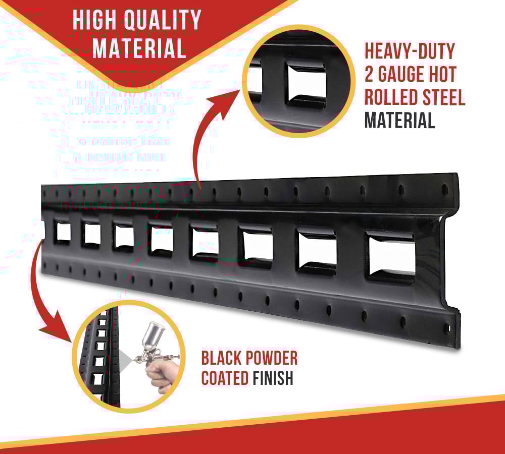 (2 Pack) 5 Ft Bolt-On Vertical E Track Rail - Black Powder Coated E ...