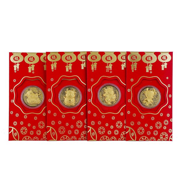2021 Gold Coin Red Envelope Gold Foil Commemorative Coin Gold Red ...