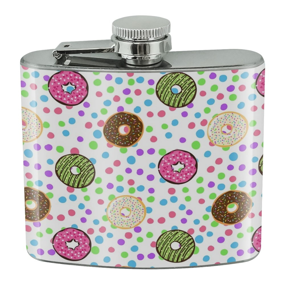 Cute Donuts Sprinkles Chocolate Yummy Stainless Steel 5oz Hip Drink ...