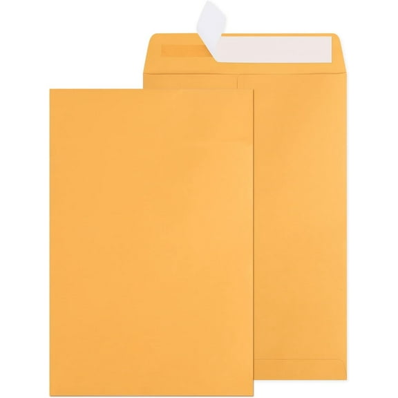 10x13 Catalog Envelopes Self Seal 100 Pack, 100GSM Paper Yellow Brown ...