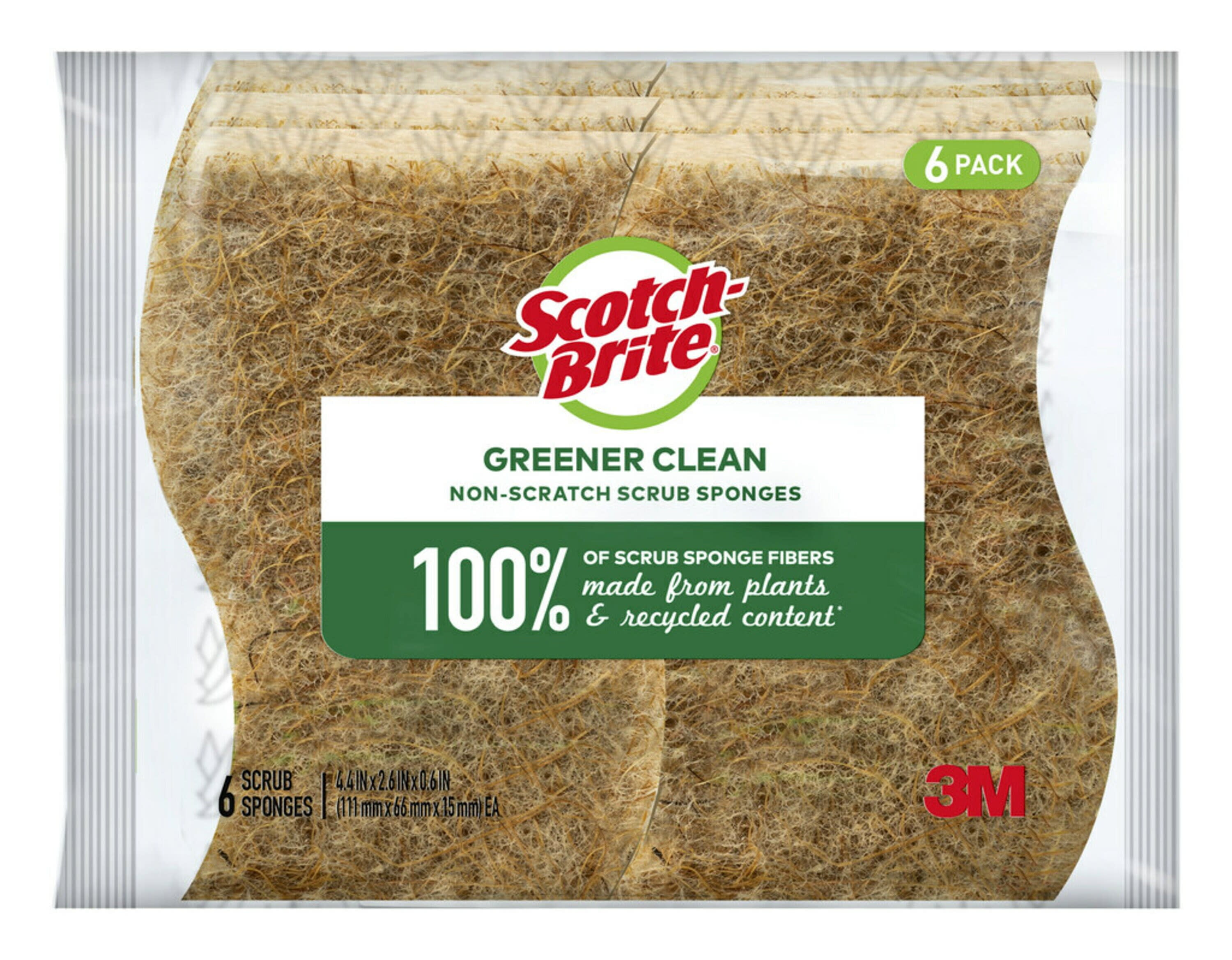 Scotch-Brite Greener Clean Non-Scratch Scrub Sponges, 6 Scrubbing ...