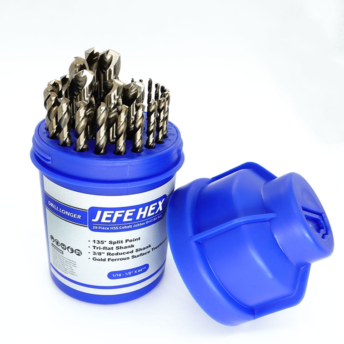 JEFE HEX 29 PCS M35 Cobalt Drill Bit Set, HSS Twist Jobber Drill Bits ...