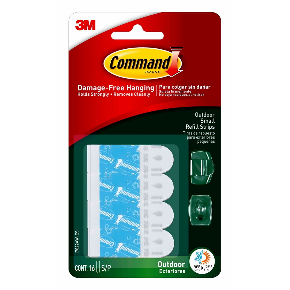 Command Outdoor Foam Strip Refills, White, Small, 16 Strips/Pack ...