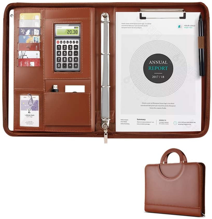 A4 Portfolio with Handle, Multifunctional Organizer Zipped Folder A4 ...