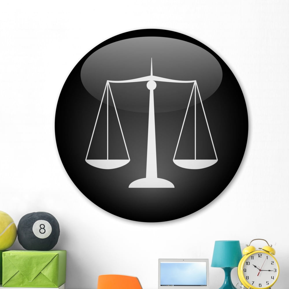 Scales Justice Button Wall Mural Decal Sticker, Wallmonkeys Peel ...