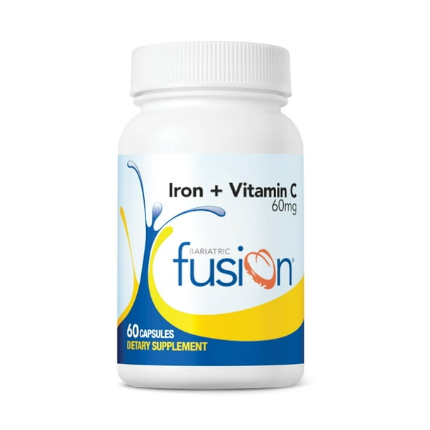 Suplemento de hierro Bariatric Fusion 60 mg con vitamina C 60 cápsulas ...