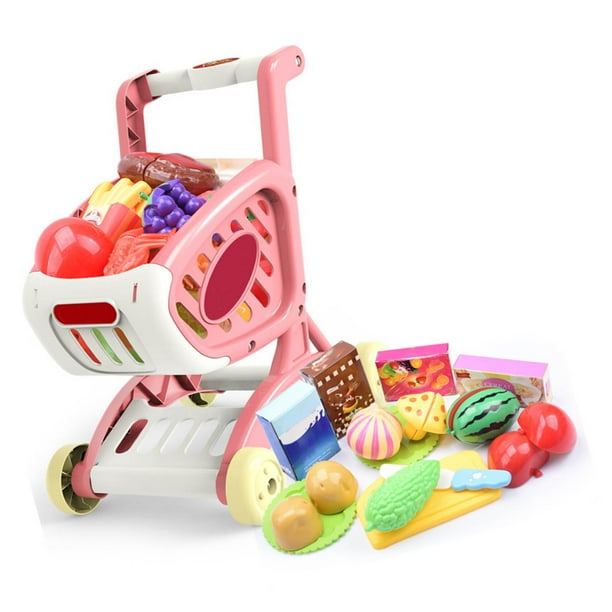 Kids Shopping Trolley Set, Fruit Vegetables Food Items Kids Grocery ...